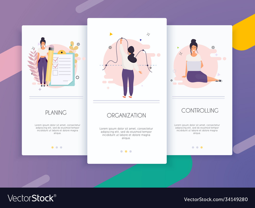 Onboarding Screens User Interface Kit For Mobile Vector Image