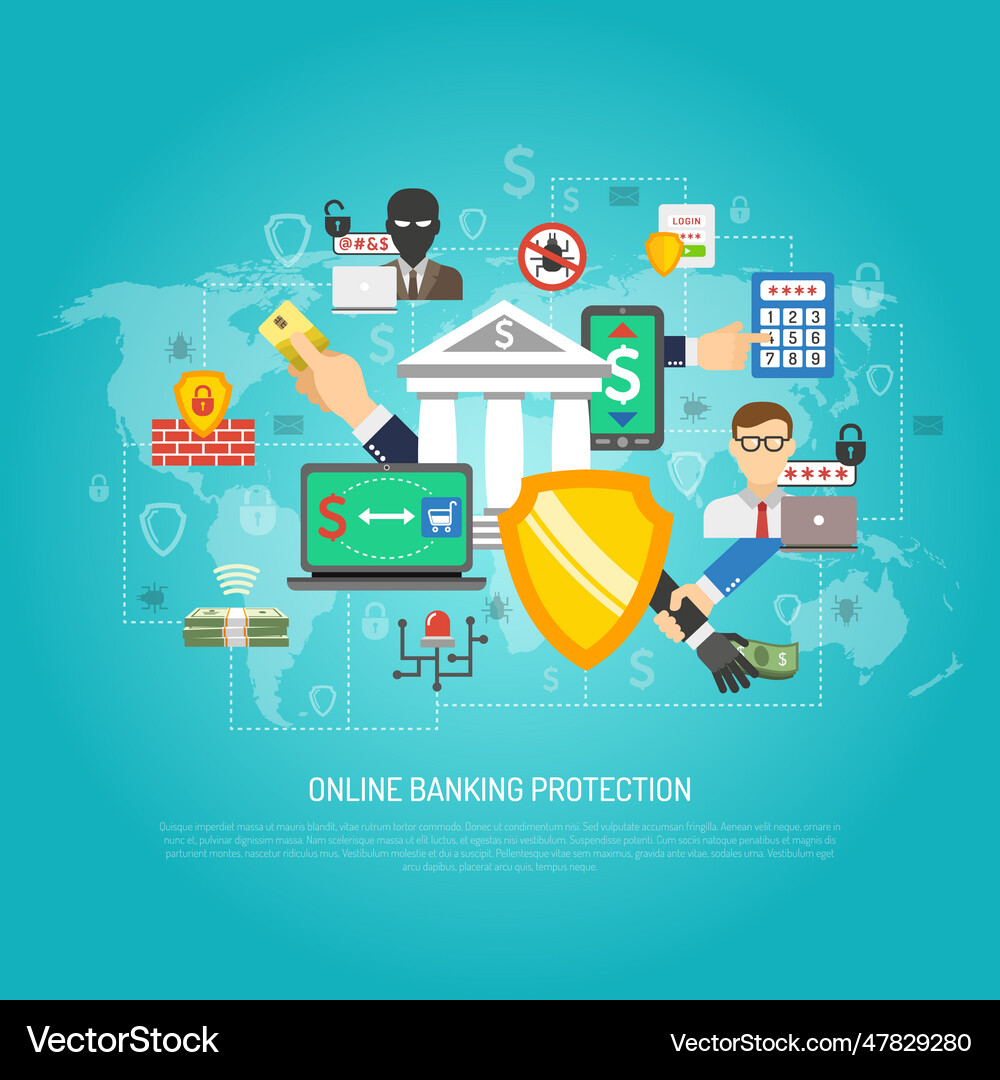 Online internet banking protection concept poster Vector Image