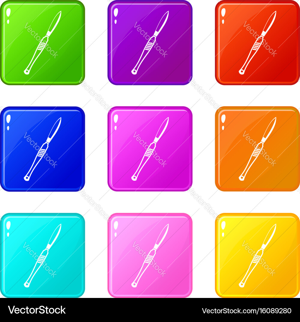 Stainless medical scalpel set 9 Royalty Free Vector Image