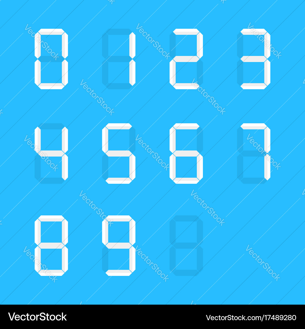 White group of simple digital numbers Royalty Free Vector
