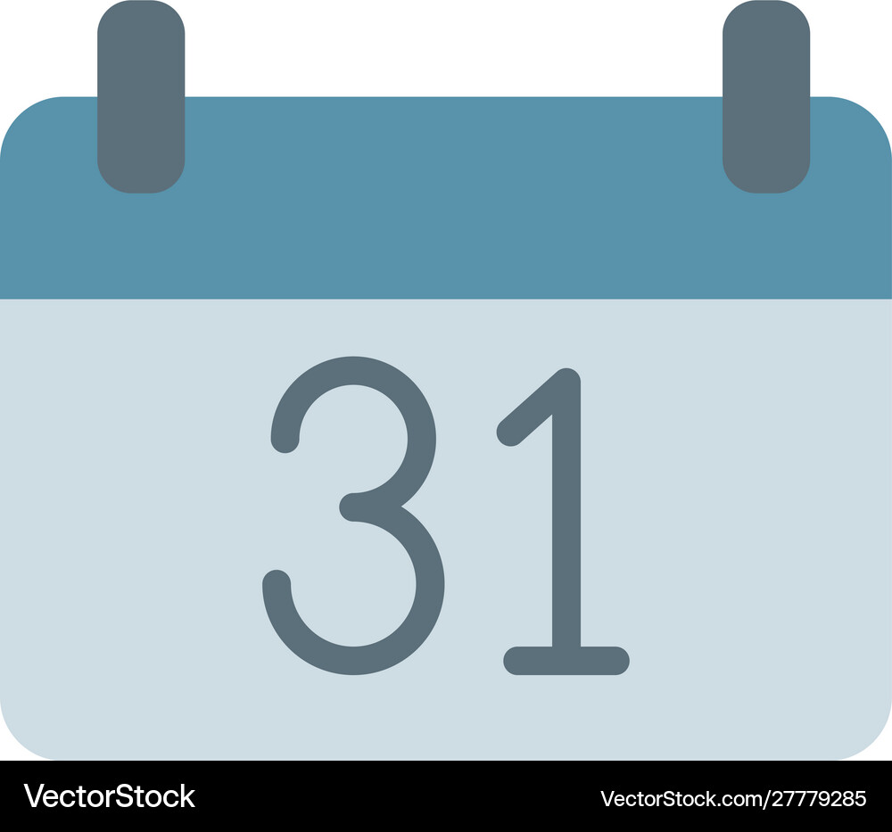 Calendar with 31 number isolated icon Royalty Free Vector