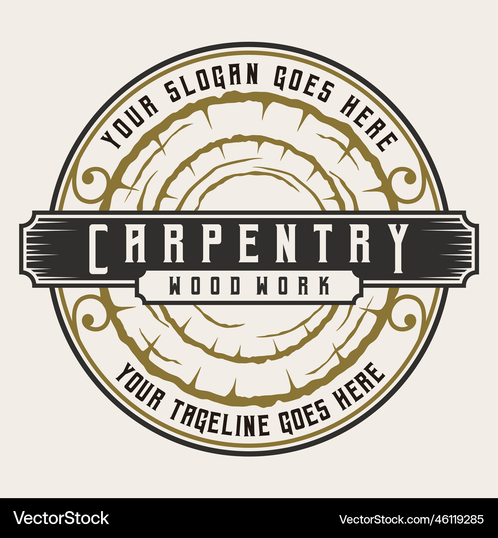Carpentry vintage wood workers logo template Vector Image