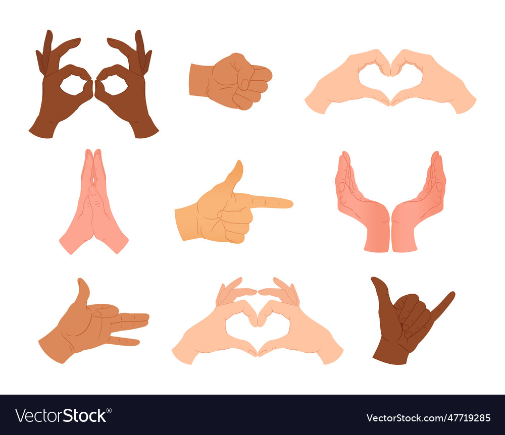 Cartoon hand positions human hands gestures Vector Image