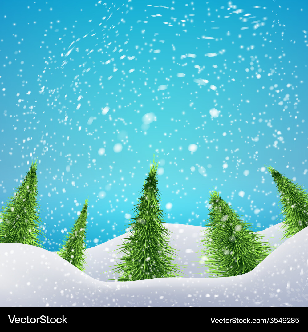Christmas forest with snowfall and drifts concept Vector Image