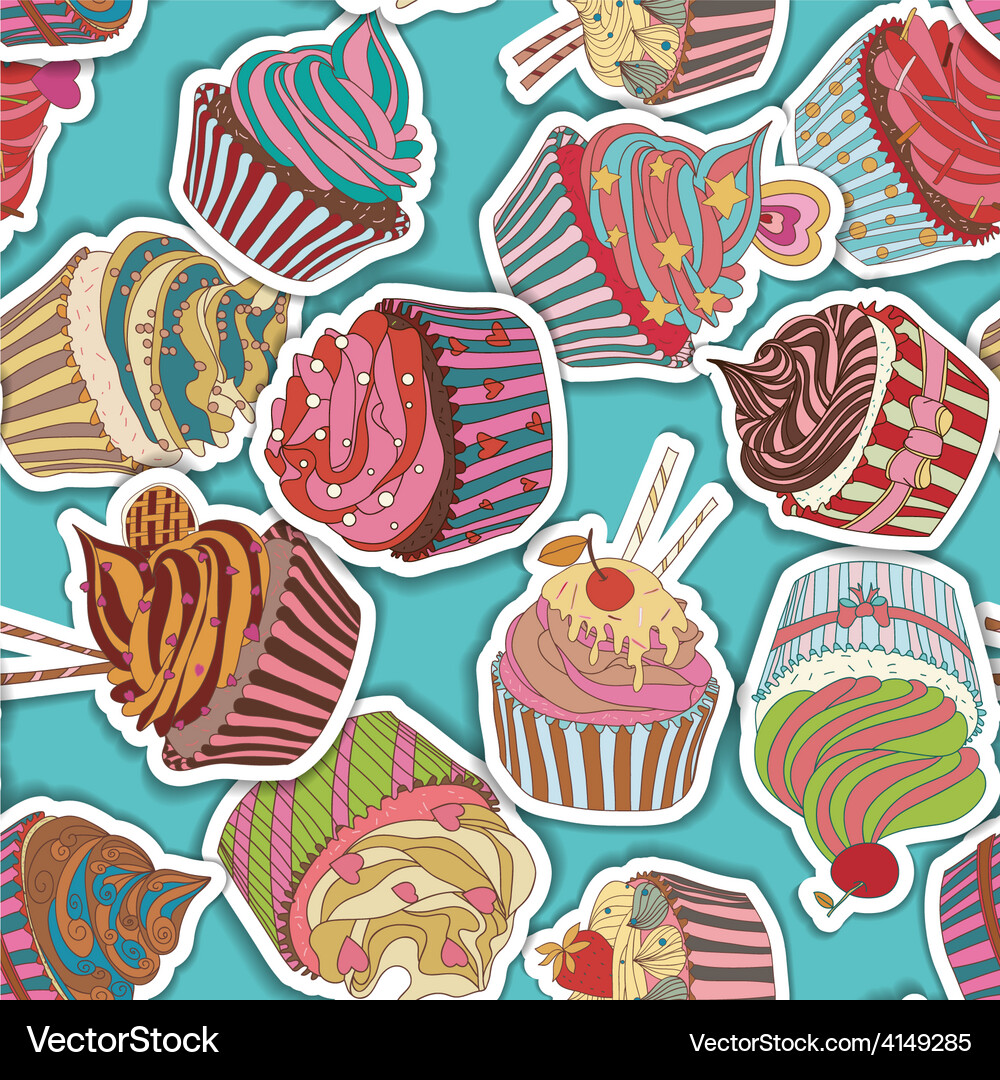 Cupcake pattern Royalty Free Vector Image - VectorStock