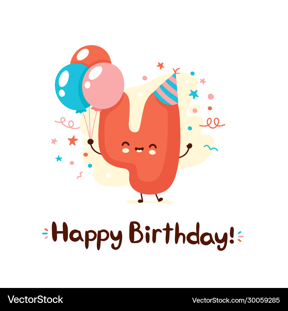 Cute smiling number four with balloons Royalty Free Vector