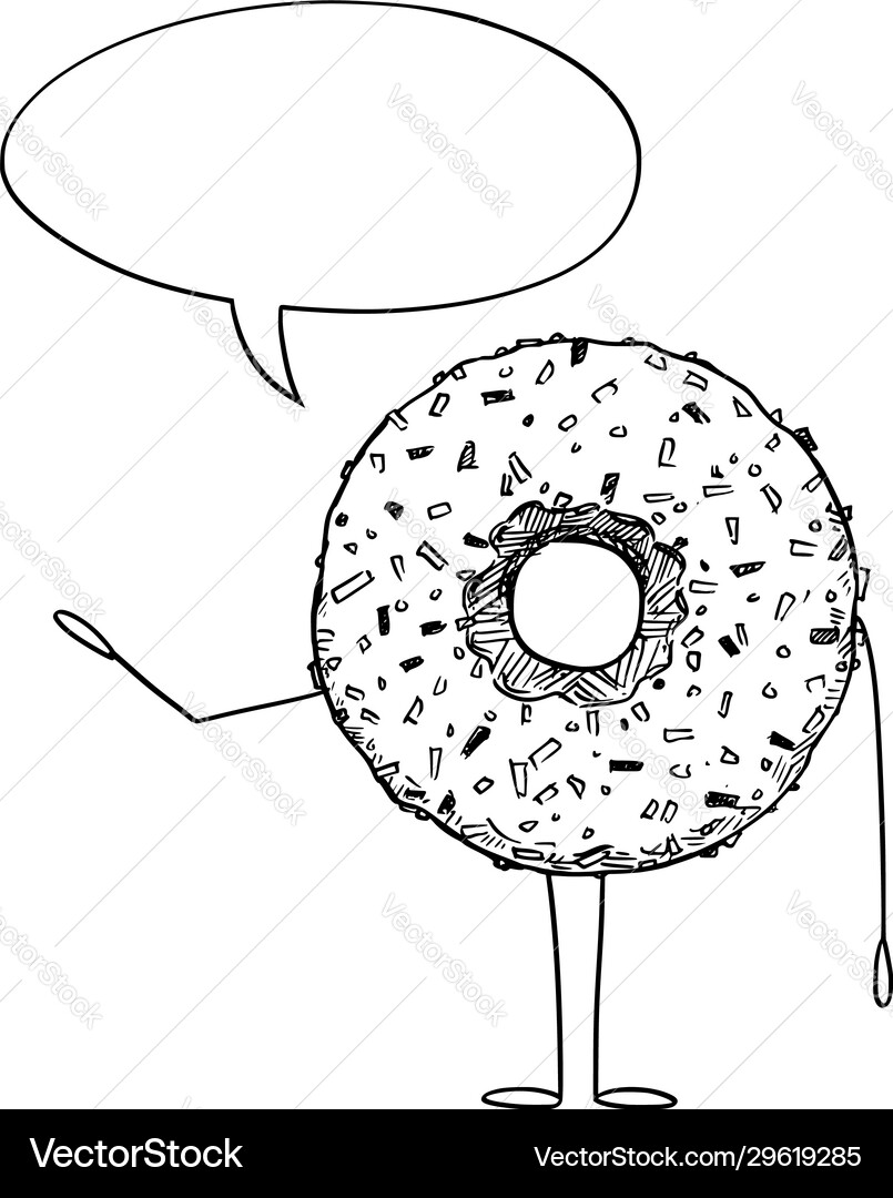 Donut or doughnut cartoon character with speech Vector Image