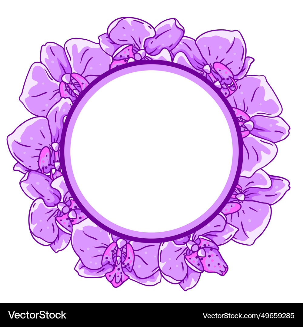 Frame with orchid flowers beautiful decorative Vector Image