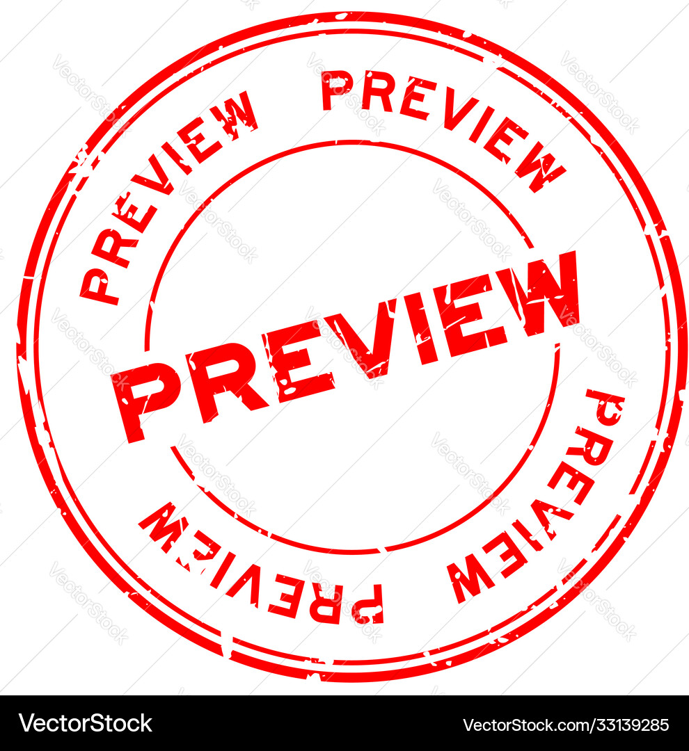 Grunge red preview round rubber seal stamp Vector Image