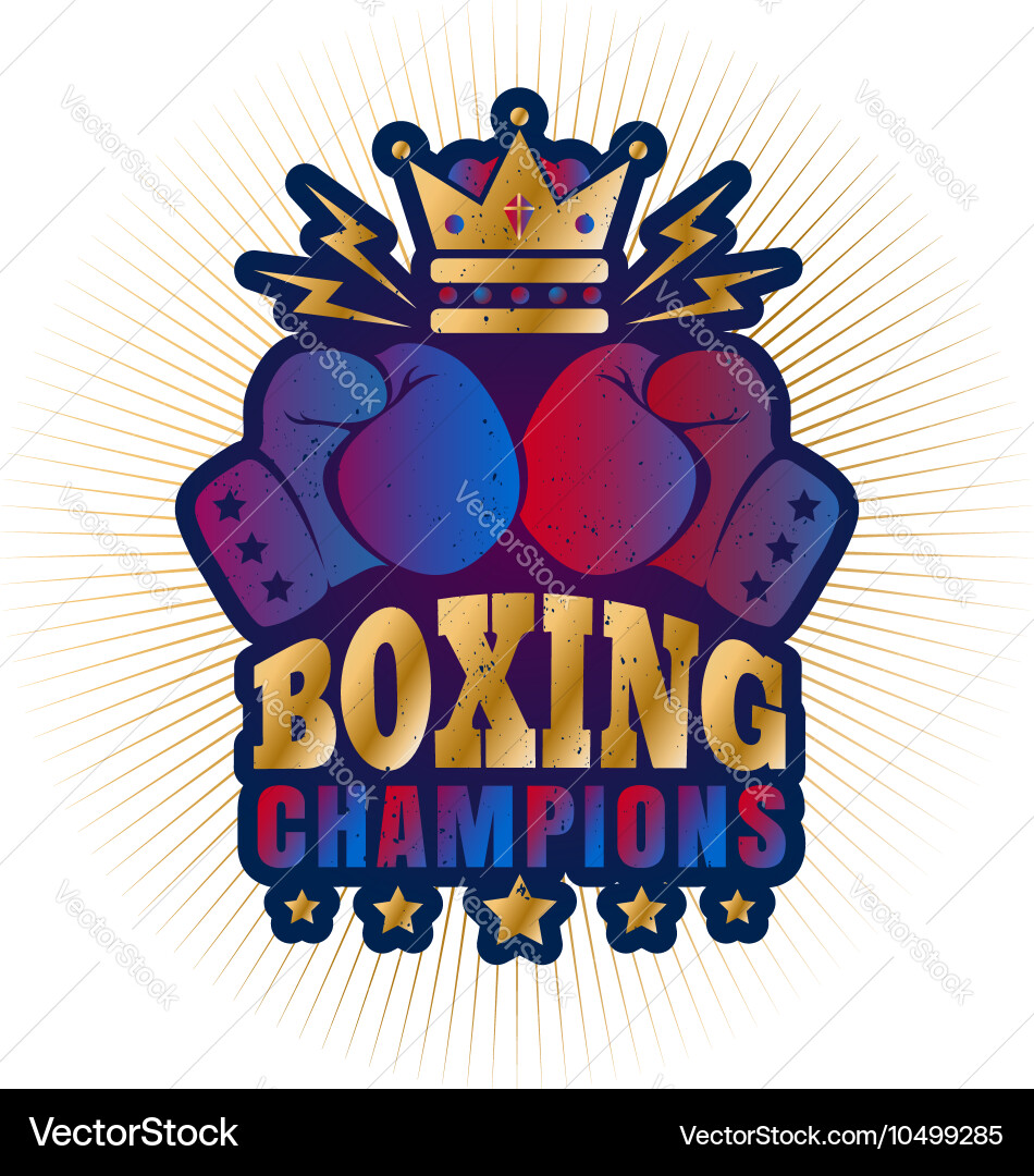 Kings boxing golden crown Royalty Free Vector Image