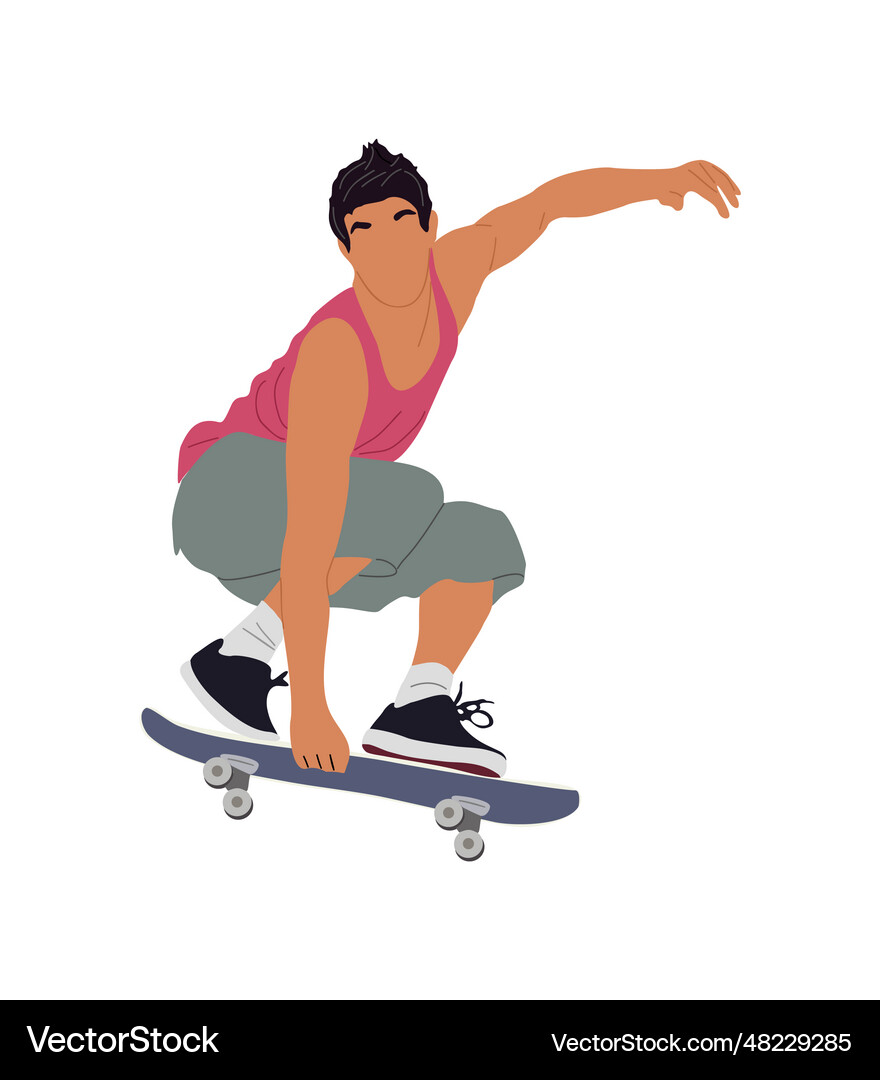 Modern boy skater jumping with skateboard Vector Image