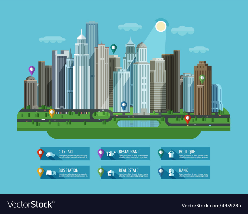 Modern City Set Of Elements Building House Vector Image