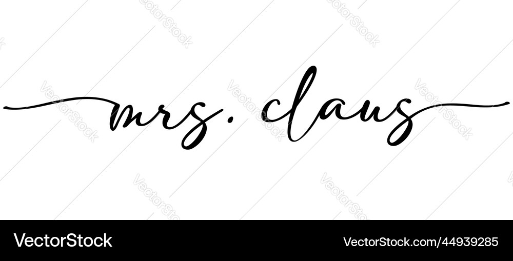 Mrs claus - christmas word continuous line art Vector Image