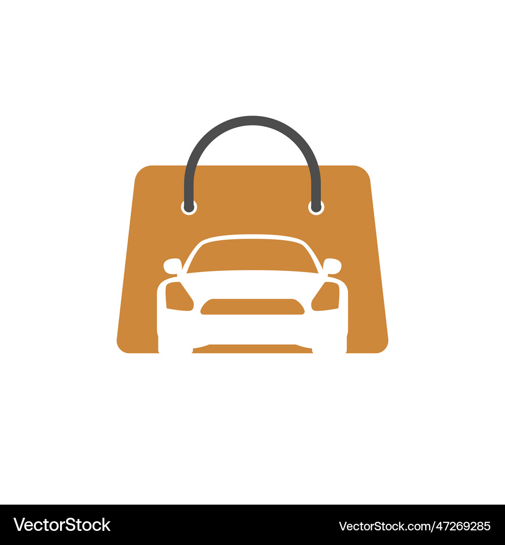 Online shop logo with car Royalty Free Vector Image