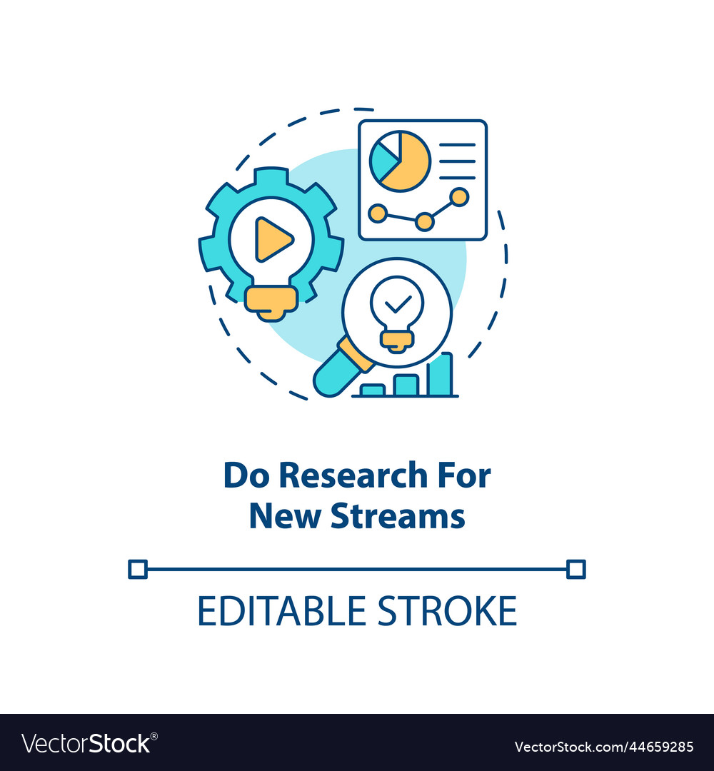 Research for new streams concept icon Royalty Free Vector