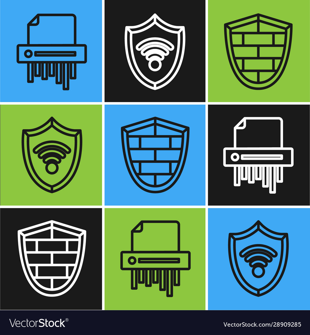 Set line paper shredder confidential shield Vector Image Set line paper shredder confidential shield Vector Image