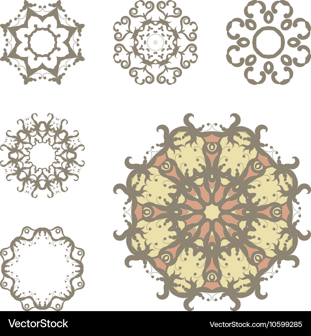 Set of six mandalas Royalty Free Vector Image - VectorStock