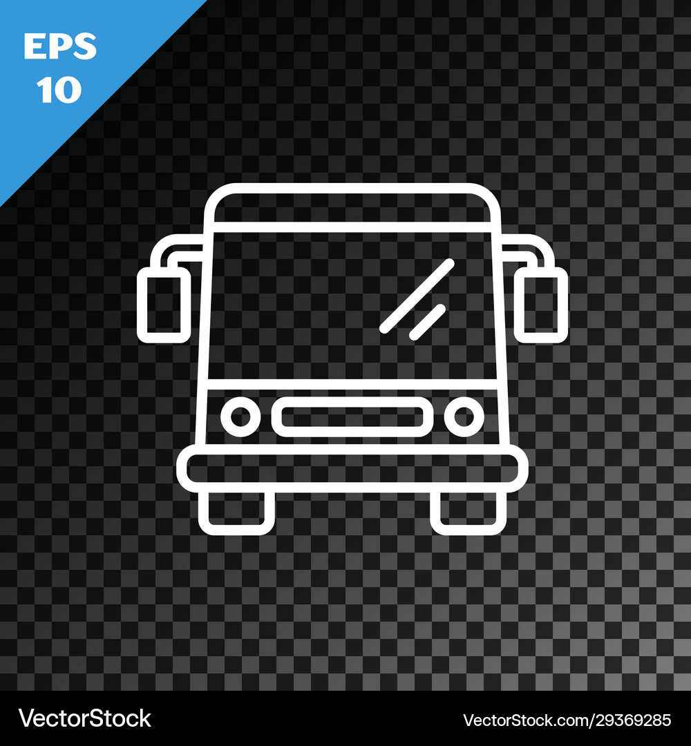 White line bus icon isolated on transparent dark Vector Image
