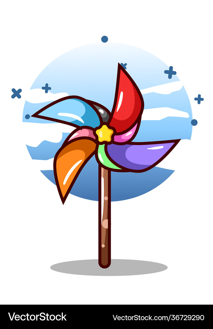 A colorful windmill toy cartoon Royalty Free Vector Image