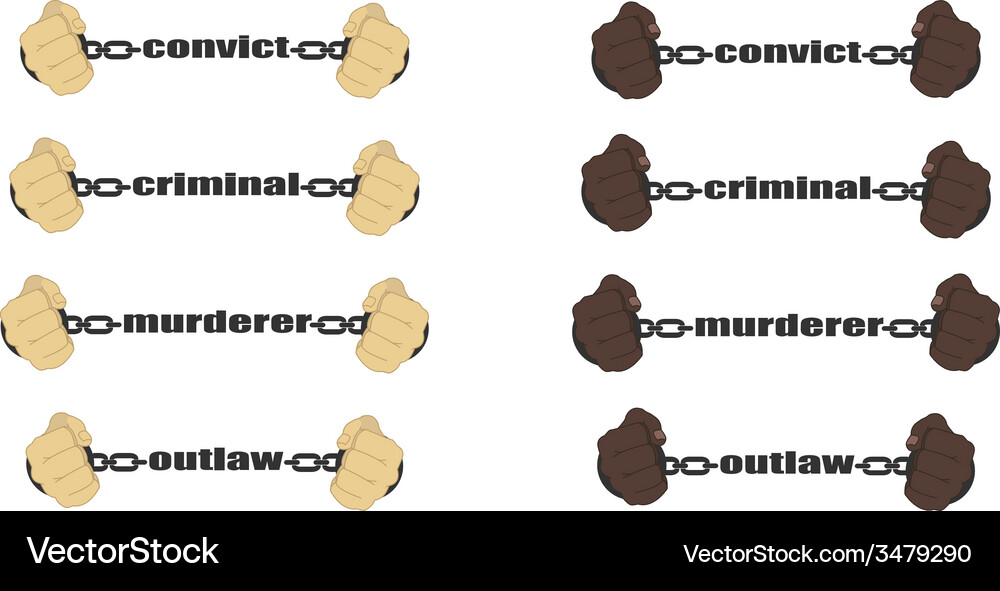 Convictcriminalmurderer outlaw signs Royalty Free Vector