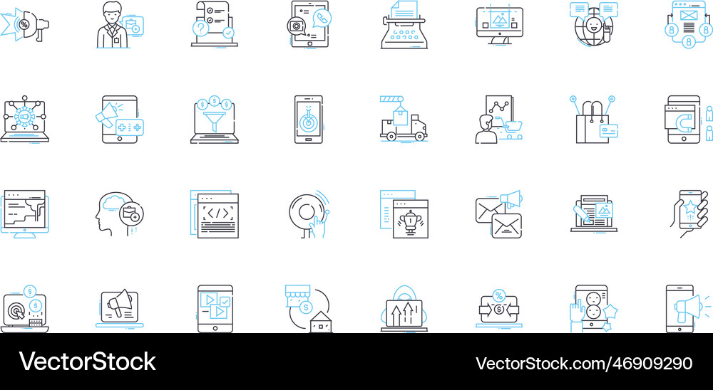E-commerce shopping linear icons set purchases Vector Image
