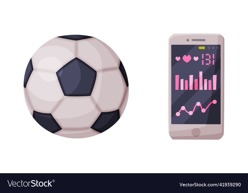 Fitness and sports equipment set soccer ball Vector Image