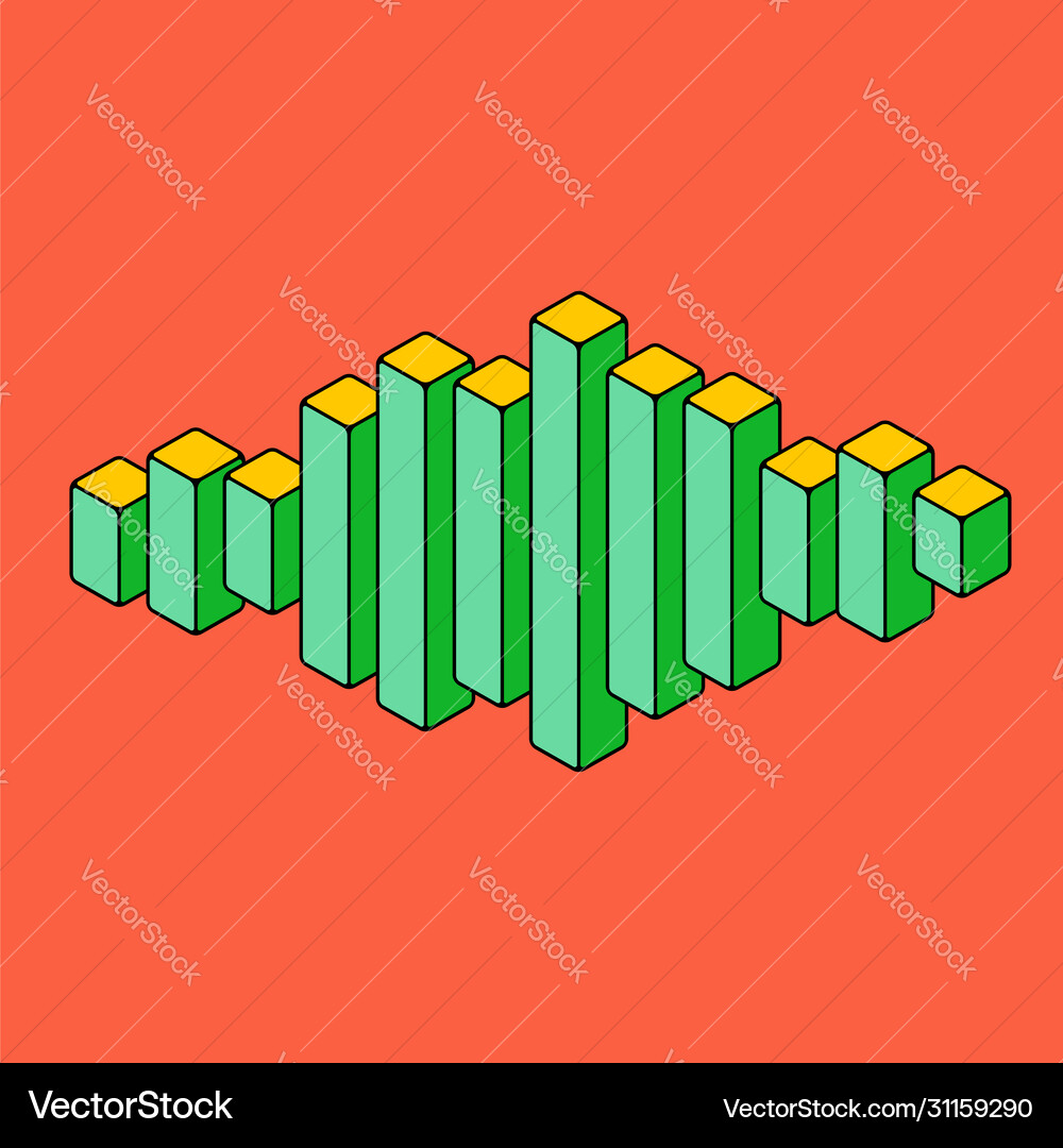Flat isometric music wave icon made peak lines Vector Image