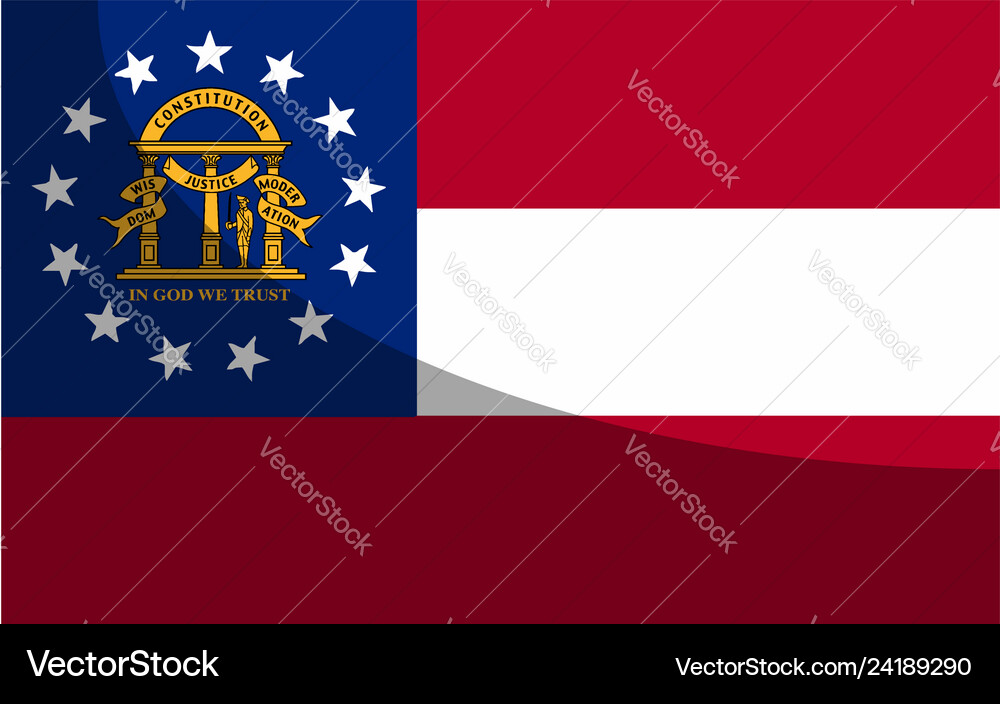 Georgia state flag with shadow Royalty Free Vector Image