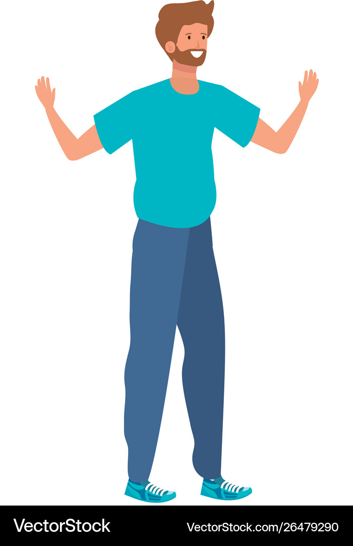 Happy young man with beard celebrating character Vector Image