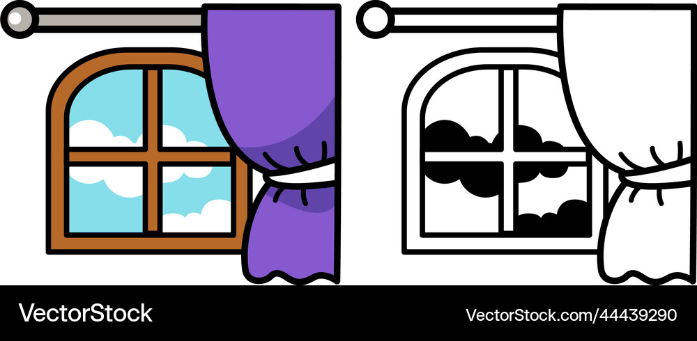 Isolated colorful and black white window Vector Image