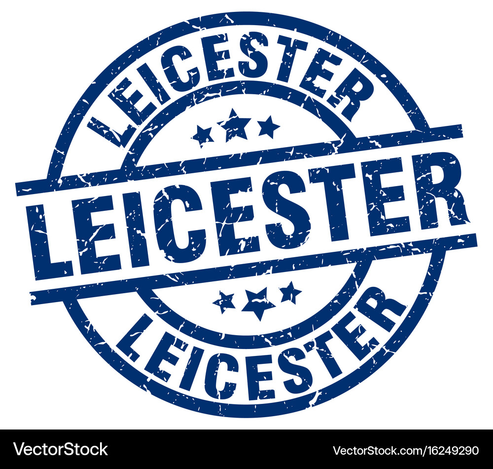 Leicester blue round grunge stamp Royalty Free Vector Image