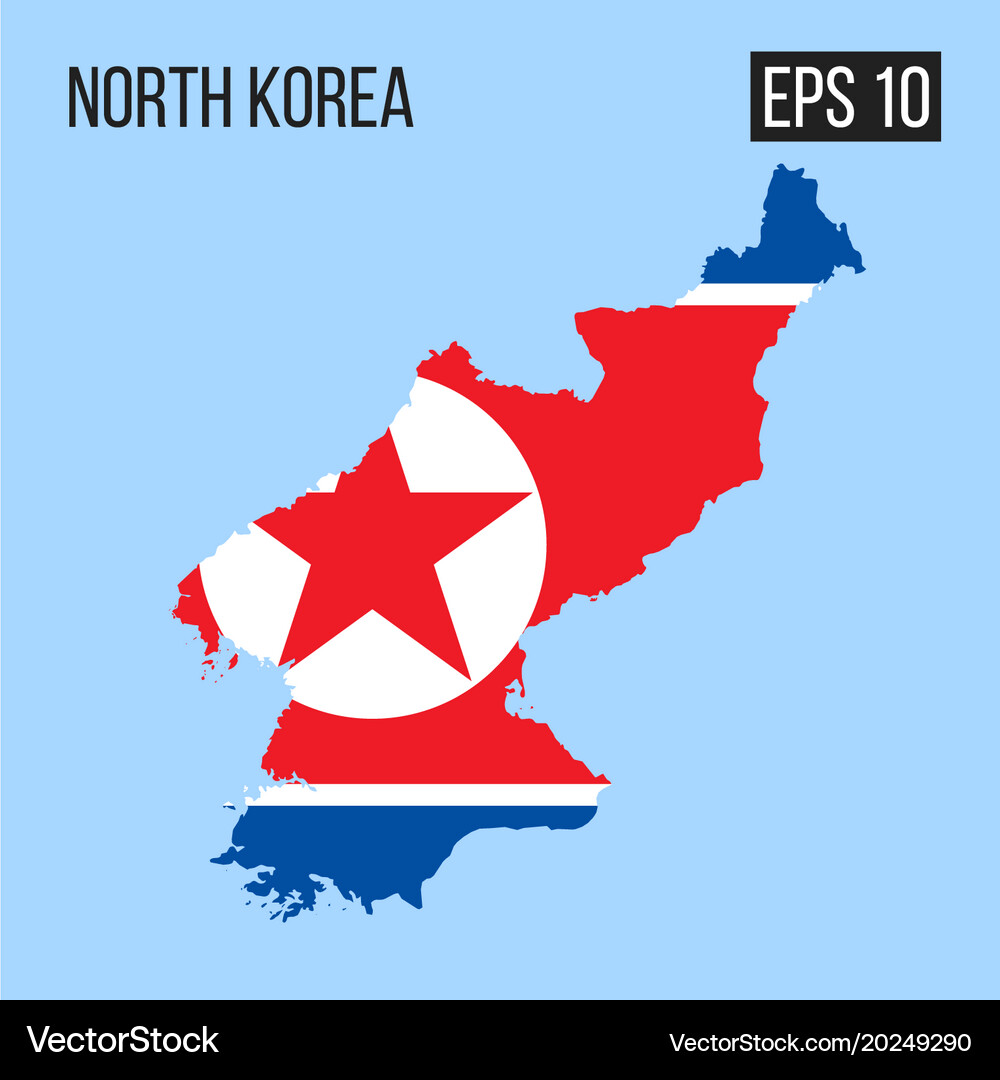 North korea map border with flag eps10 Royalty Free Vector