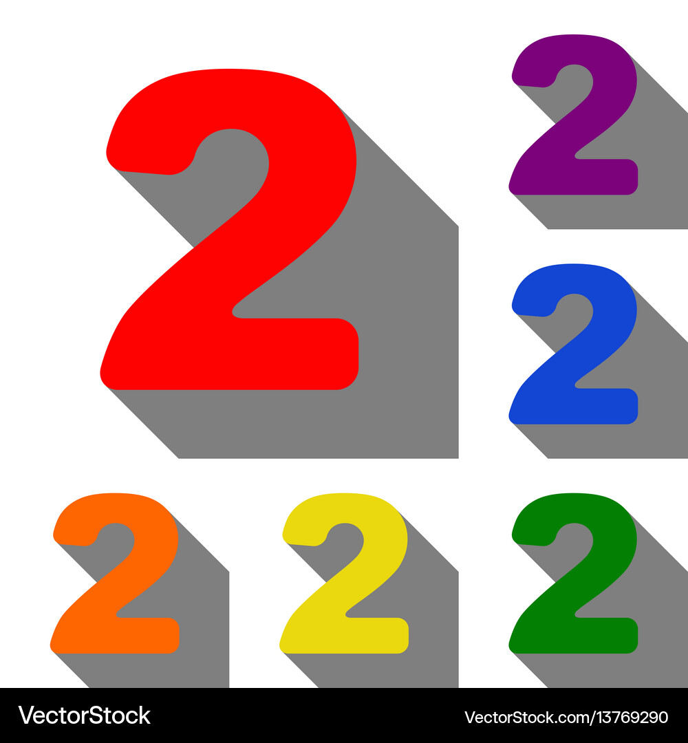 Number 2 sign design template elements set of red Vector Image