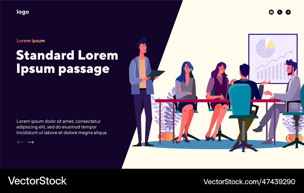 Office people having board meeting Royalty Free Vector Image