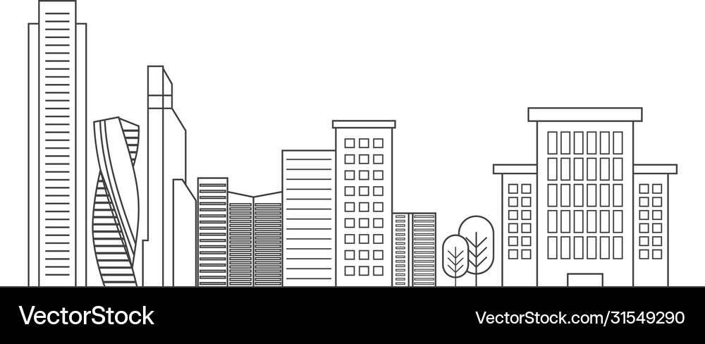 Outline a city skyline Royalty Free Vector Image