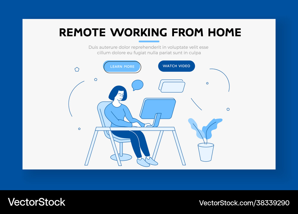 Remote work from home woman works at computer Vector Image