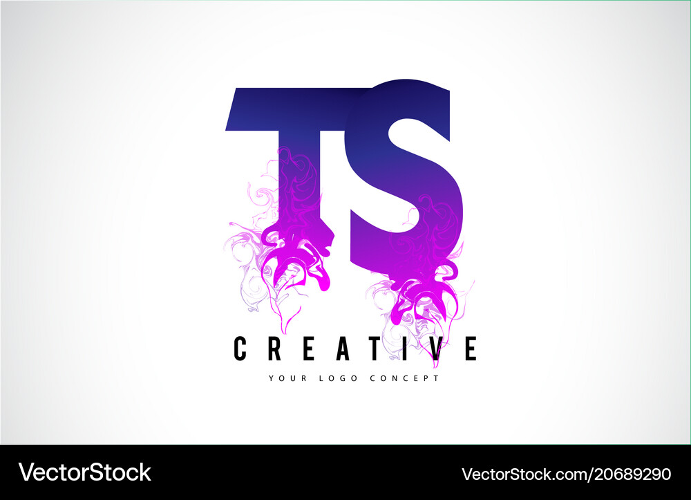 Ts t s purple letter logo design with liquid Vector Image