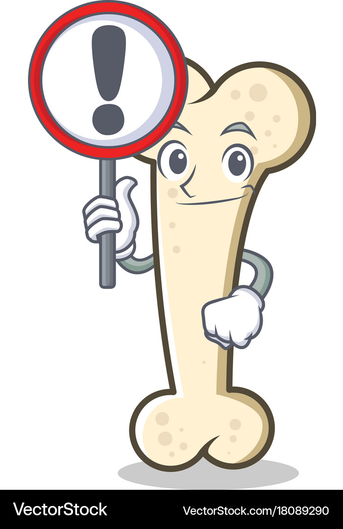 With sign bone character cartoon mascot Royalty Free Vector