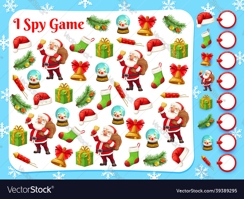 Christmas game of i spy find and count puzzle Vector Image