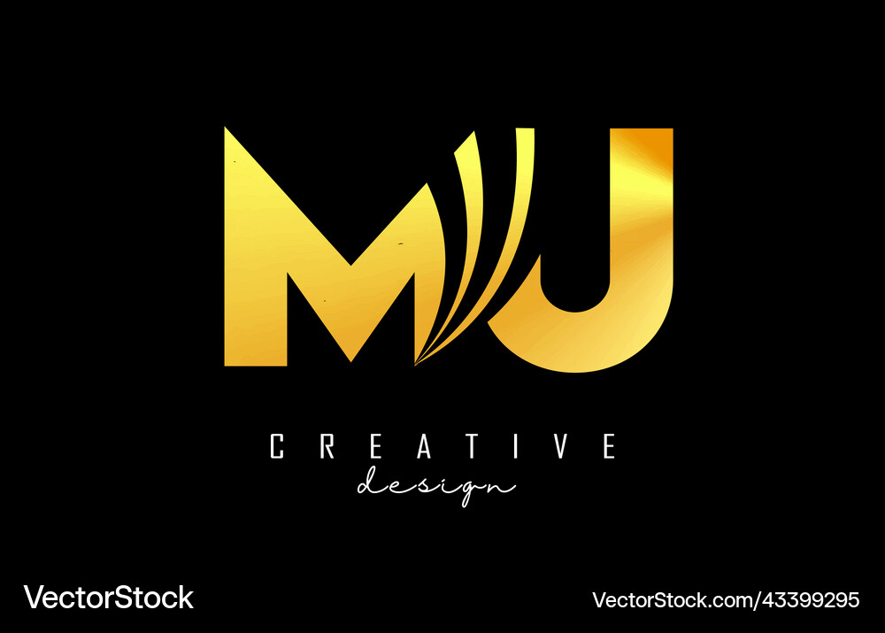 Creative golden letters mu m u logo with leading Vector Image