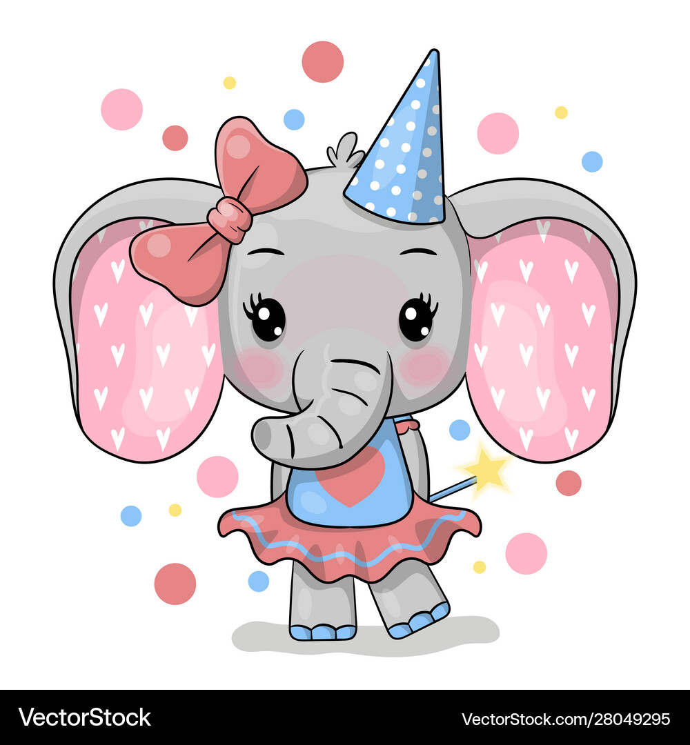 Cute cartoon elephant greeting card design Vector Image