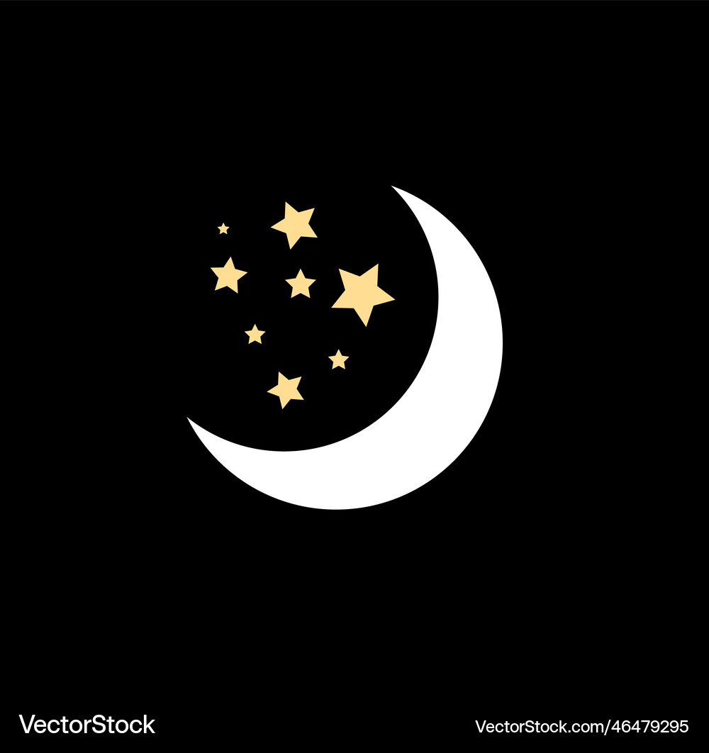 Half moon with stars clip art Royalty Free Vector Image