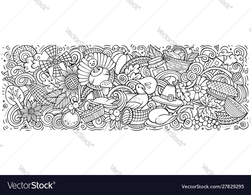 Happy thanksgiving hand drawn cartoon doodles Vector Image