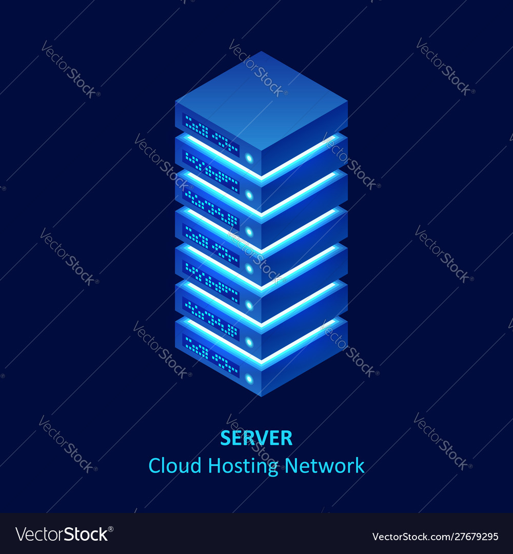 Isometric cloud server isolated on blue data Vector Image
