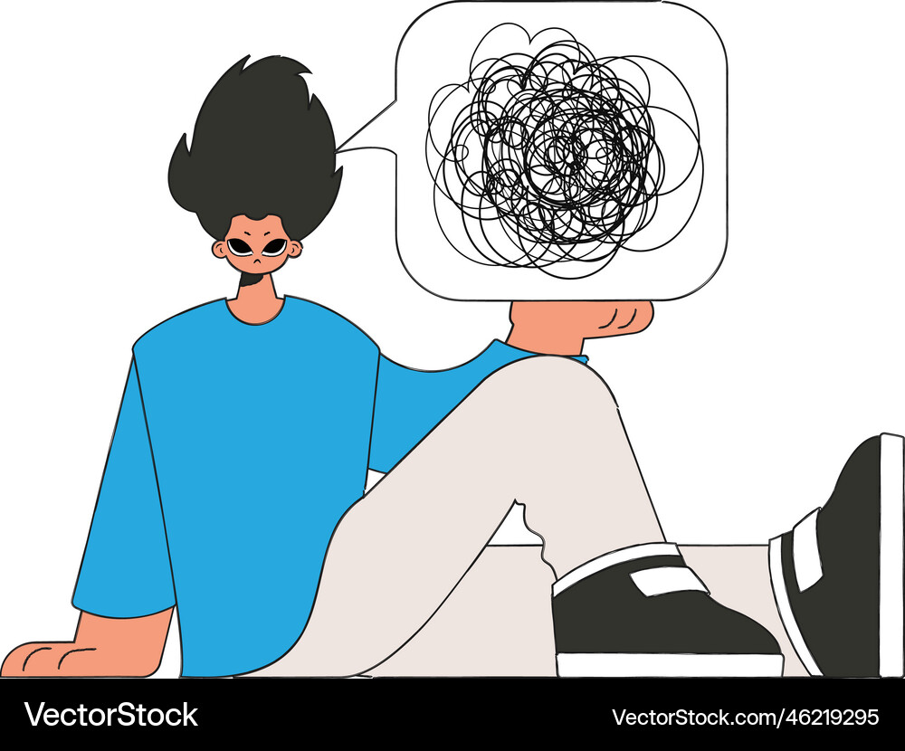 Man shows that he is immersed in his thoughts Vector Image