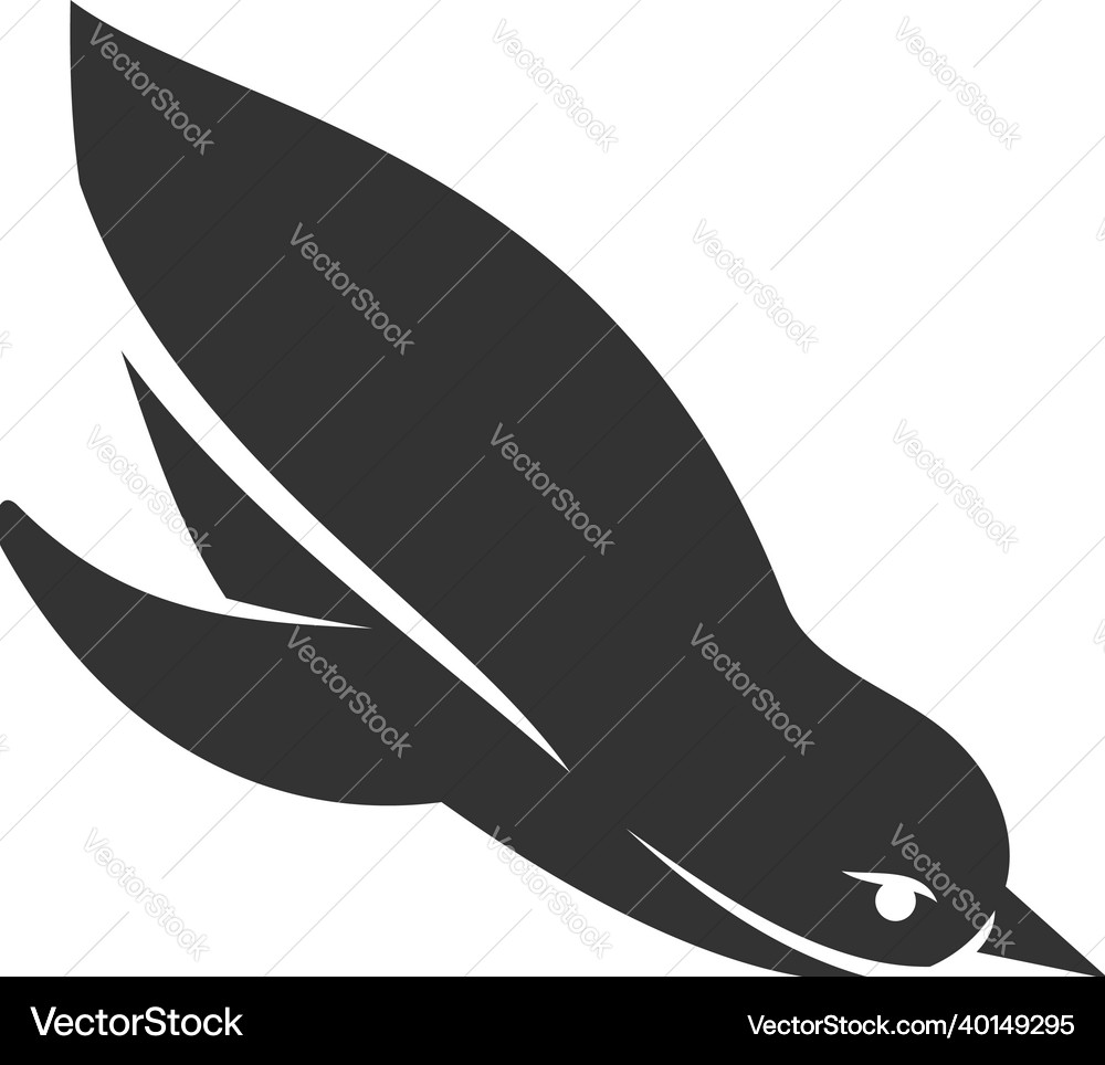 Penguin swimming emblem icon template isolated Vector Image