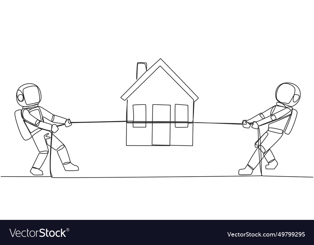Single continuous line drawing two astronauts Vector Image Single continuous line drawing two astronauts Vector Image