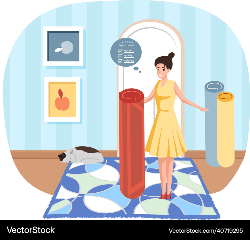 Soft mat in your home concept textile rolls rugs Vector Image