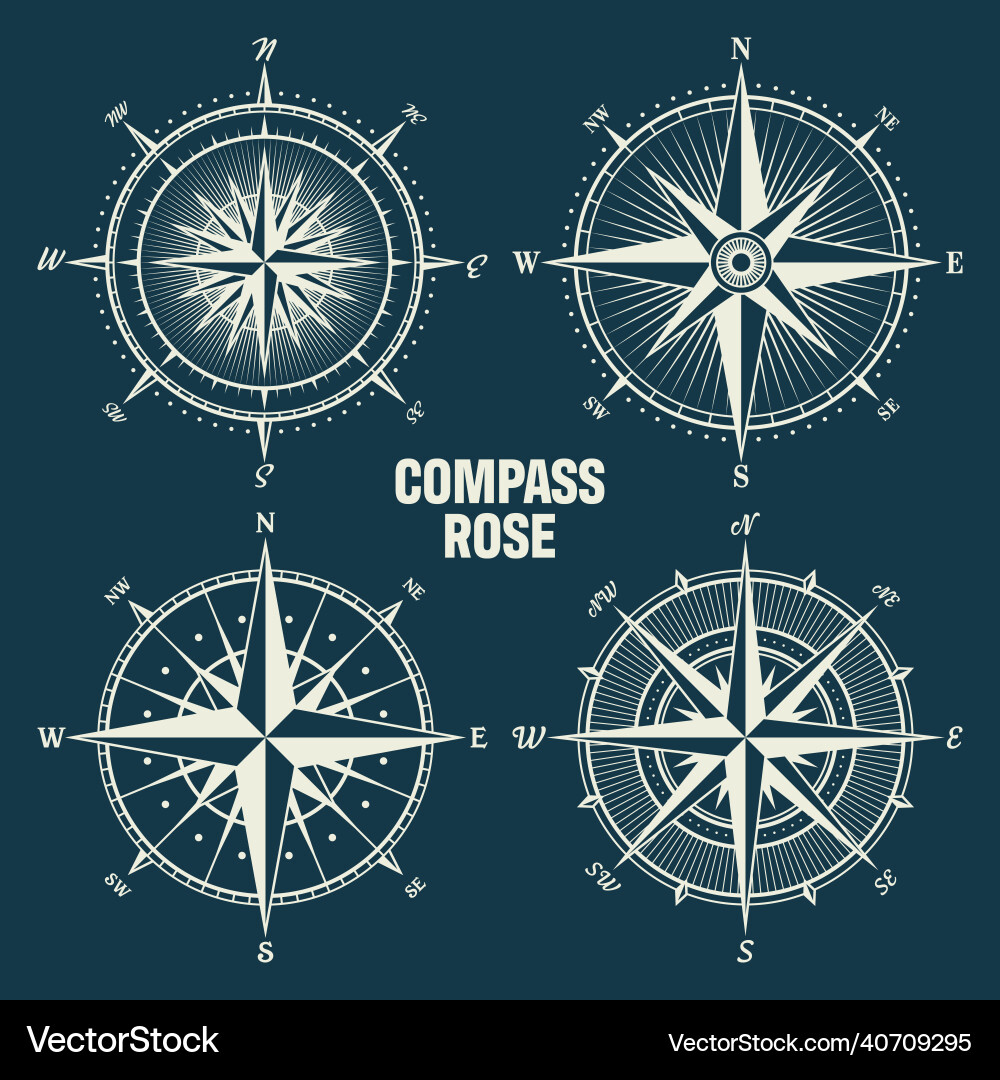 Vintage marine wind rose nautical chart Royalty Free Vector