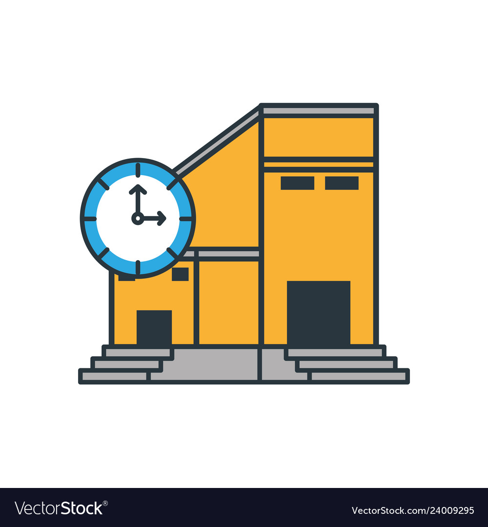 Warehouse building with chronometer timer Vector Image